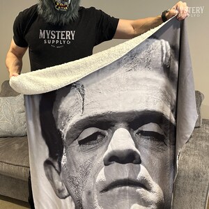 Frankenstein 1931 Vintage Horror Movie Monster Plush Fleece Sherpa ...
