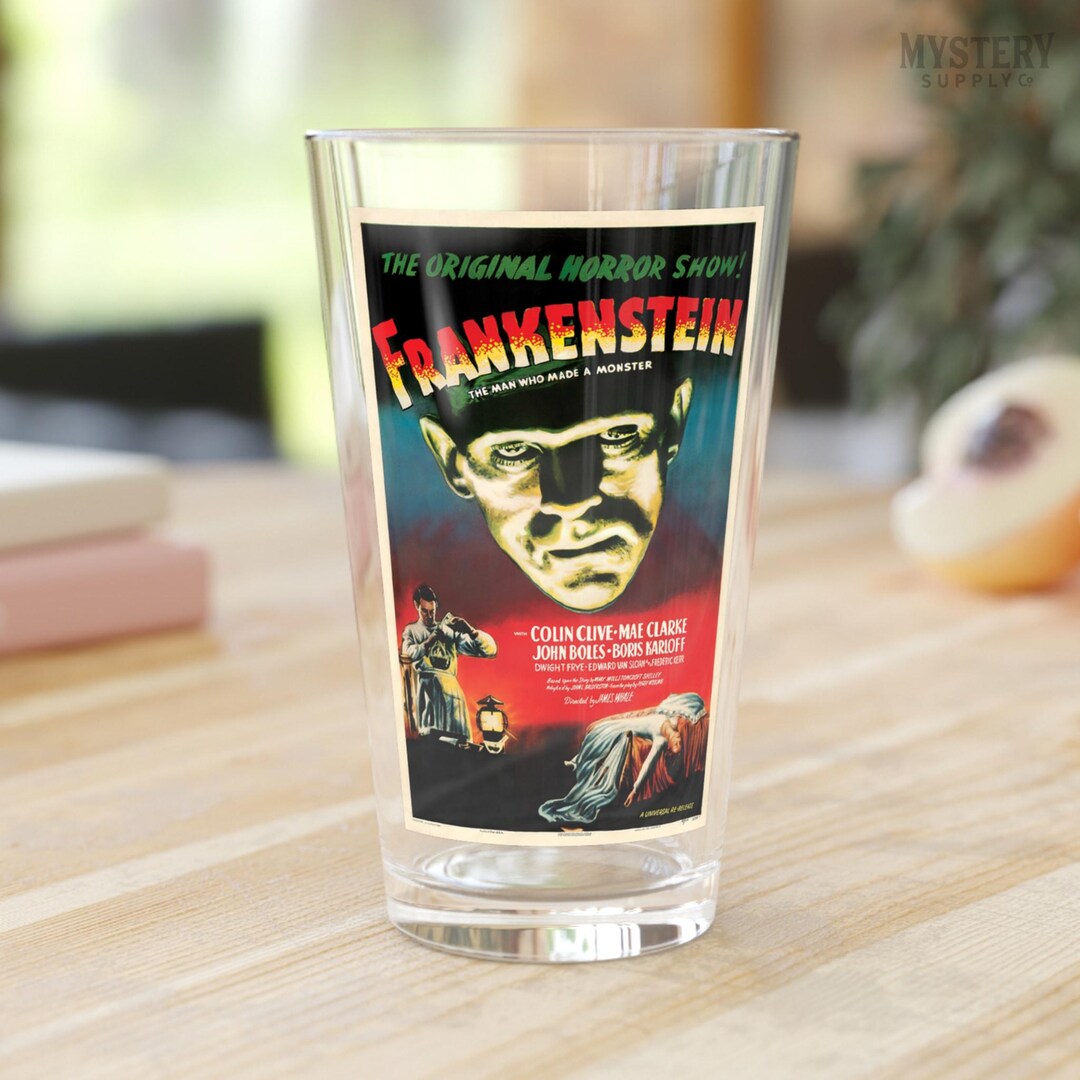 Frankenstein 1947 Vintage Horror Monster Movie 16oz Pint Glass / Beer ...