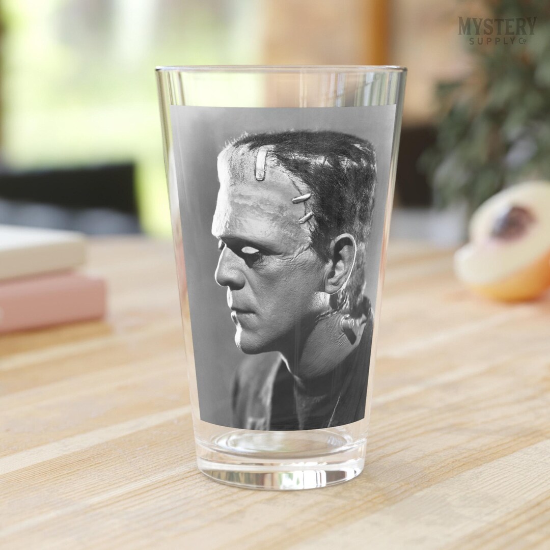 Frankenstein 1935 Vintage Horror Profile Photo 16oz Pint Glass / Beer ...