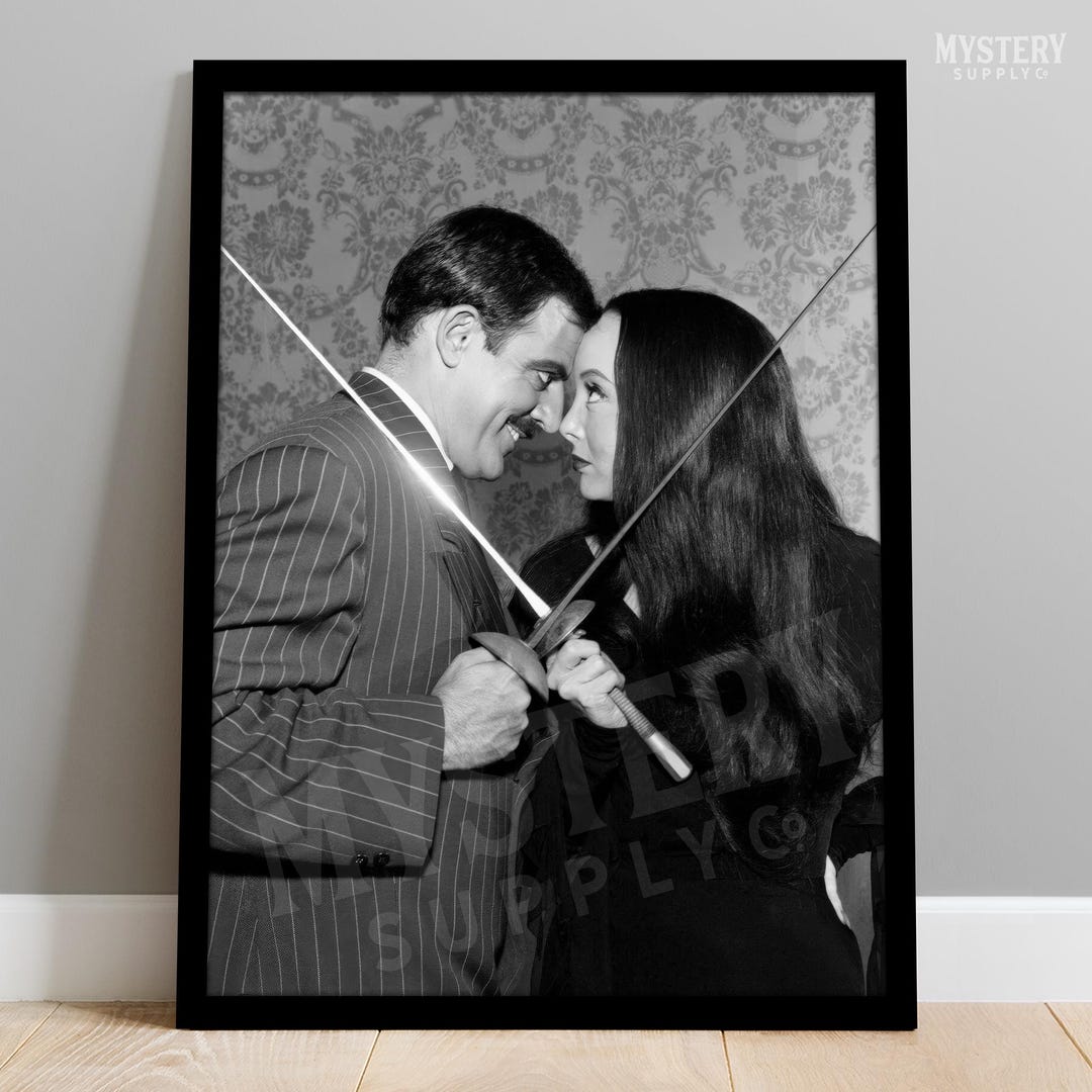 Morticia Addams and Gomez Fencing 1960s Vintage Addams Family Photo ...