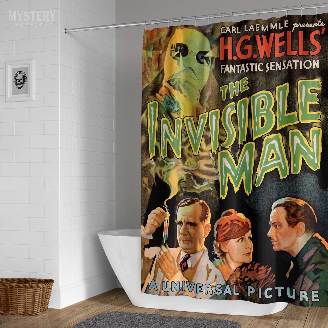 Invisible Man 1933 Vintage Horror Movie Shower Curtain / Bathroom Decor ...