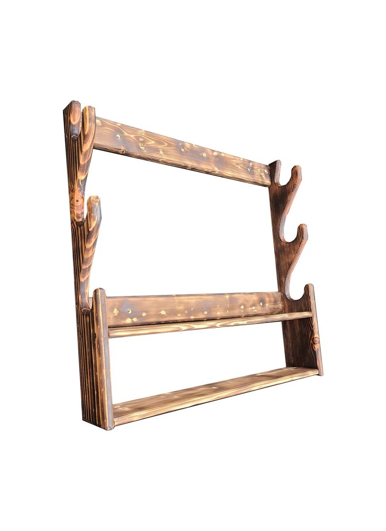 3 GUN RACK Made of Solid Wood With a Rustic Burnt Finish | Etsy