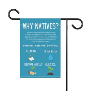 Native Plant Pollinator Garden Flag Sign, Native Pollinator Sign Flag ...