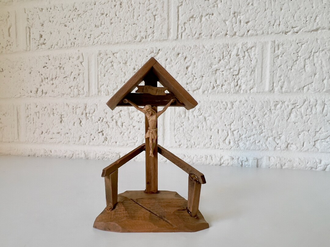 Small Vintage Wooden Roofed Altar Crucifix | INRI - Etsy