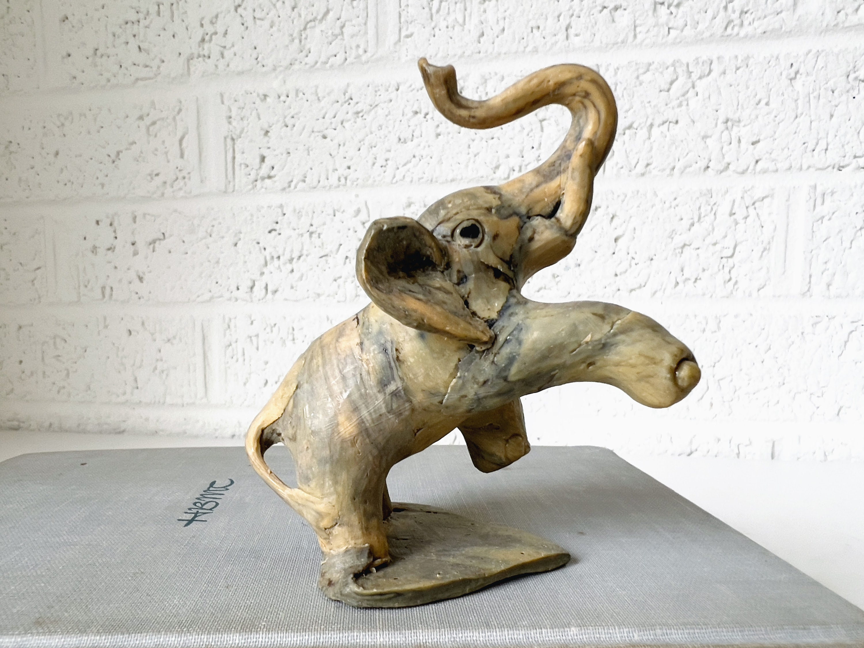 Miniature Vintage Crushed Oyster Shell Elephant Figurine Philippines ...