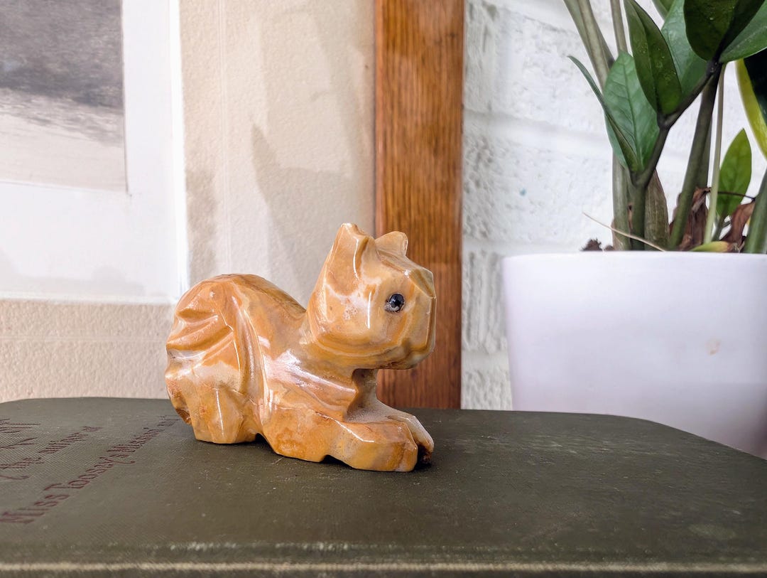 Small Vintage Carved Stone Cat Figurine - Etsy