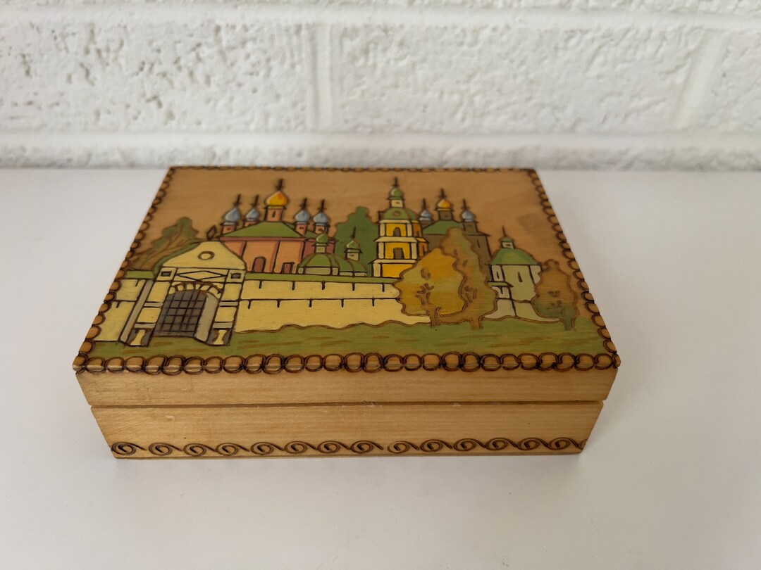 Vintage Wooden Pyrography Box | Soviet Souvenir - Etsy