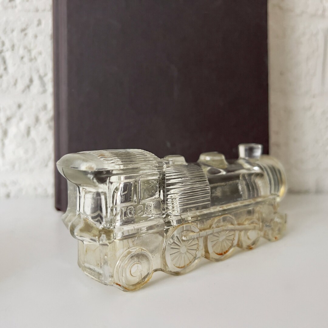 Vintage Train Shaped Pressed Glass Candy Container | Locomotive Number ...
