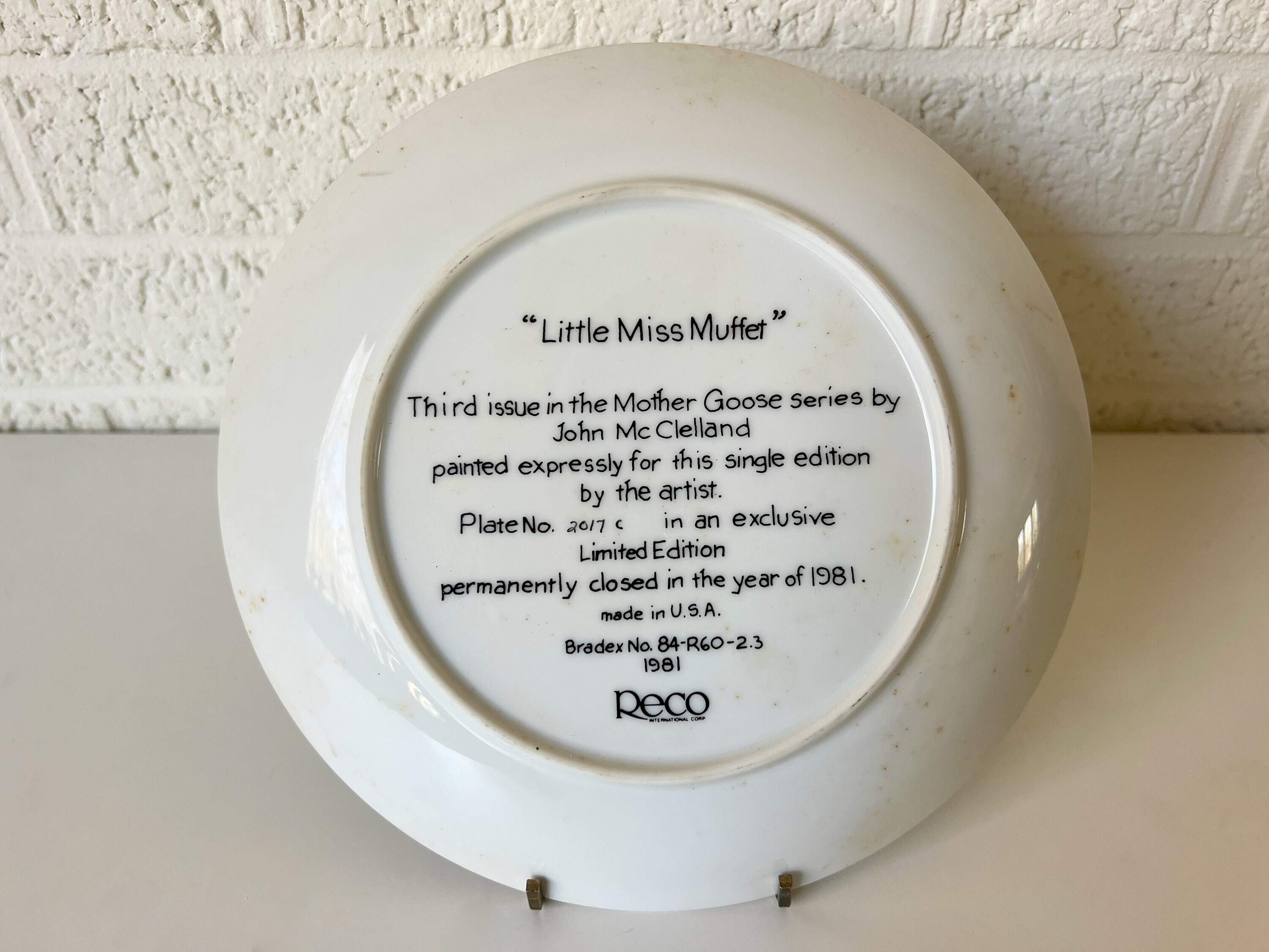 Vintage Little Miss Muffet Decorative Plate John Mcclelland Bradex ...