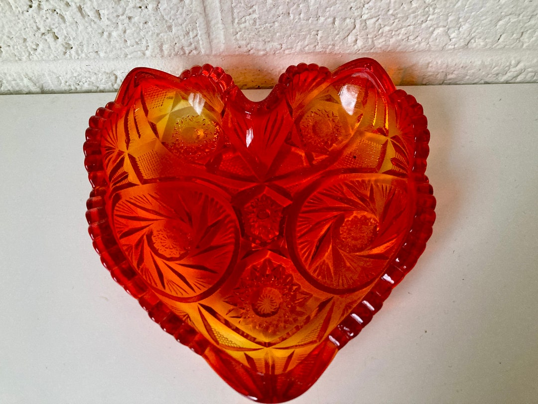 Vintage Red Heart Dish - Etsy