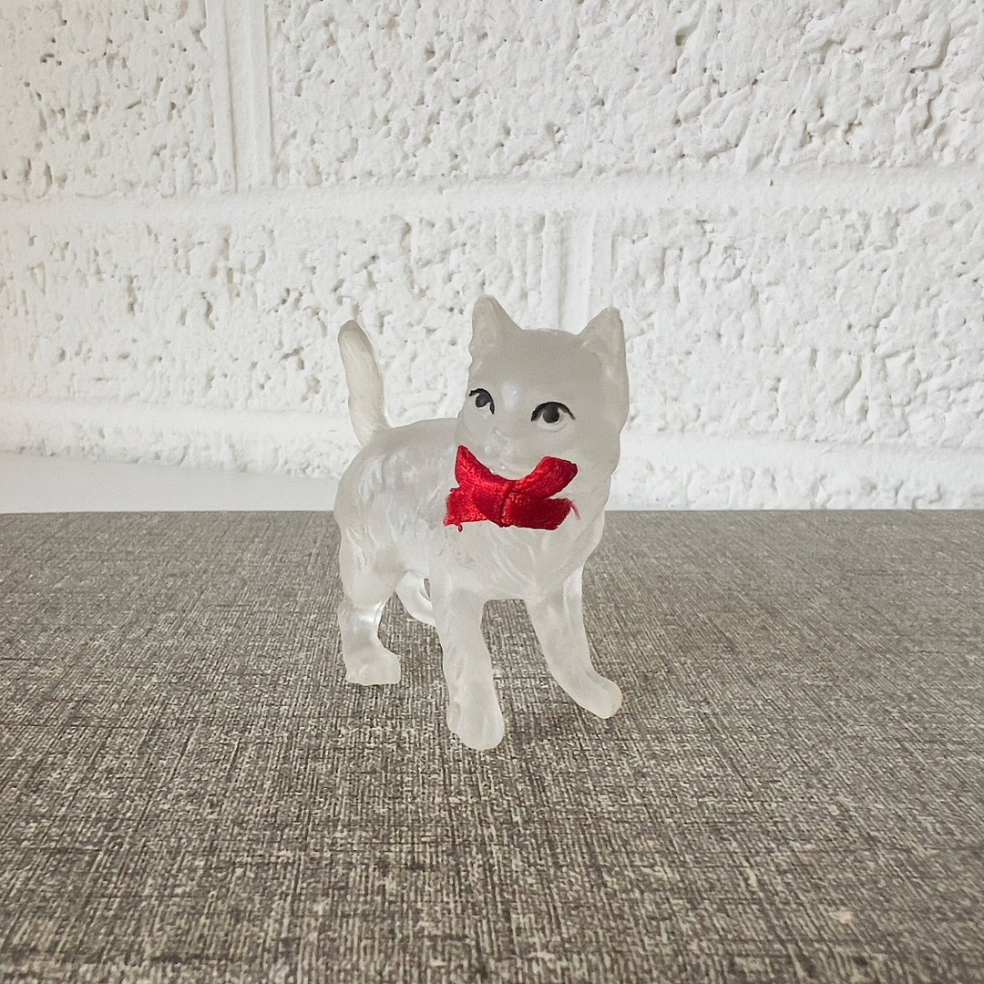 Small Vintage Plastic Clear Cat Figurine With Red Bow - Etsy