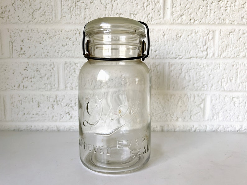 Vintage Drey Improved Ever Seal Canning Jar With Wire Bale | Clear ...