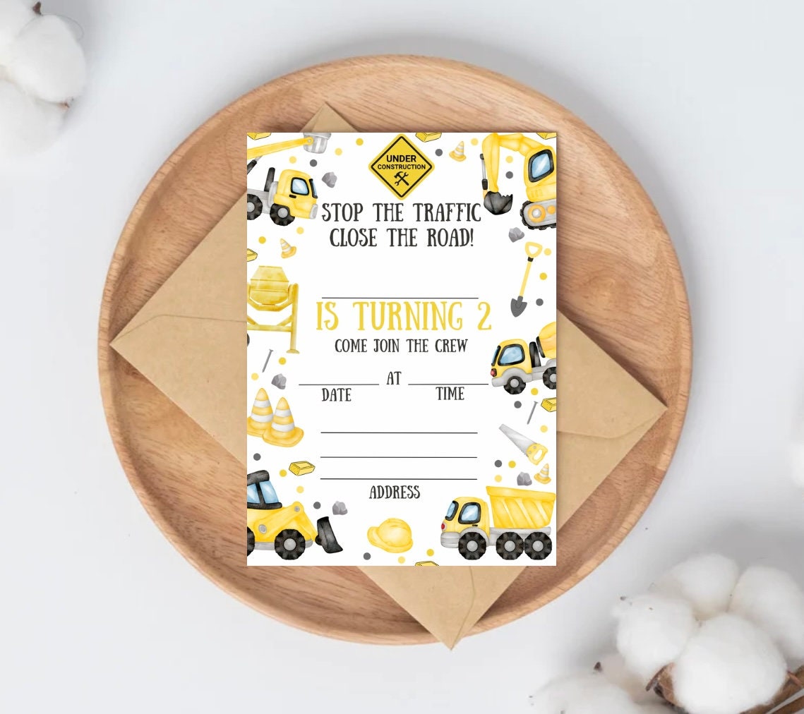 Construction Birthday Invitation, Dump Truck Party Invite, Editable ...