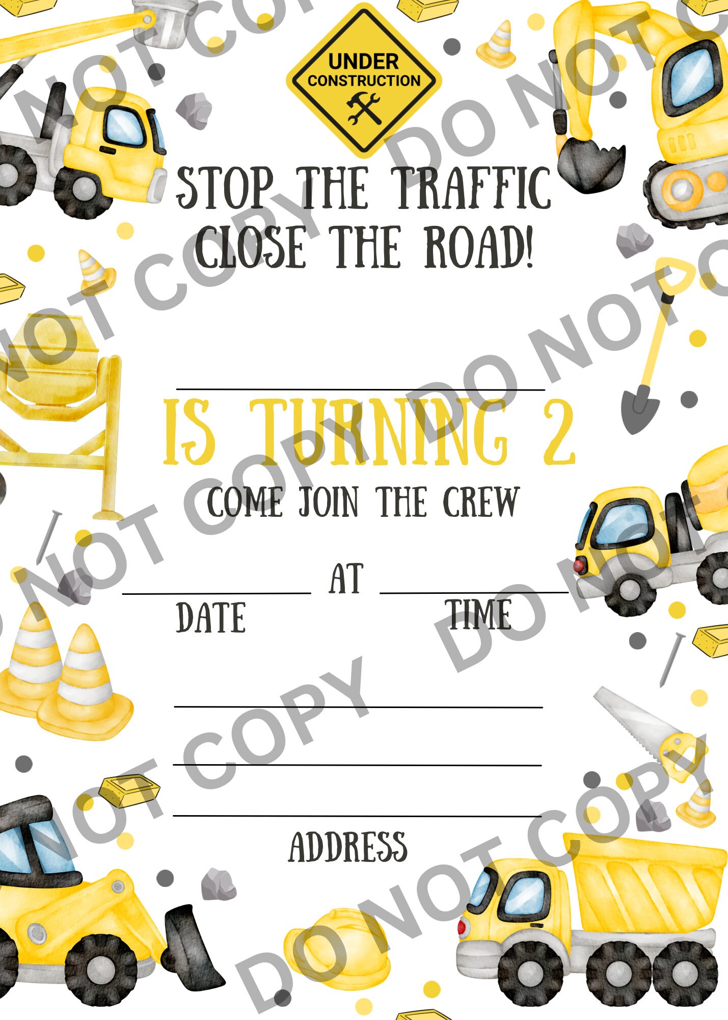 Construction Birthday Invitation, Dump Truck Party Invite, Editable ...