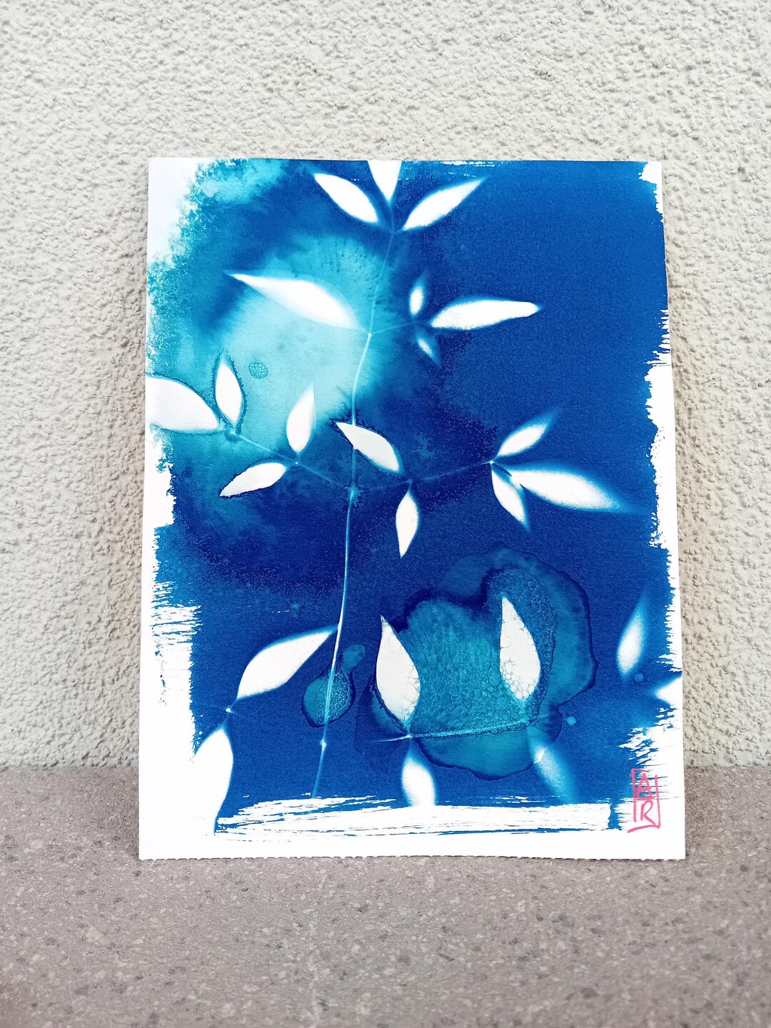 Painting: Original Work Made in Cyanotype of Leaves Effects in Blue - Etsy