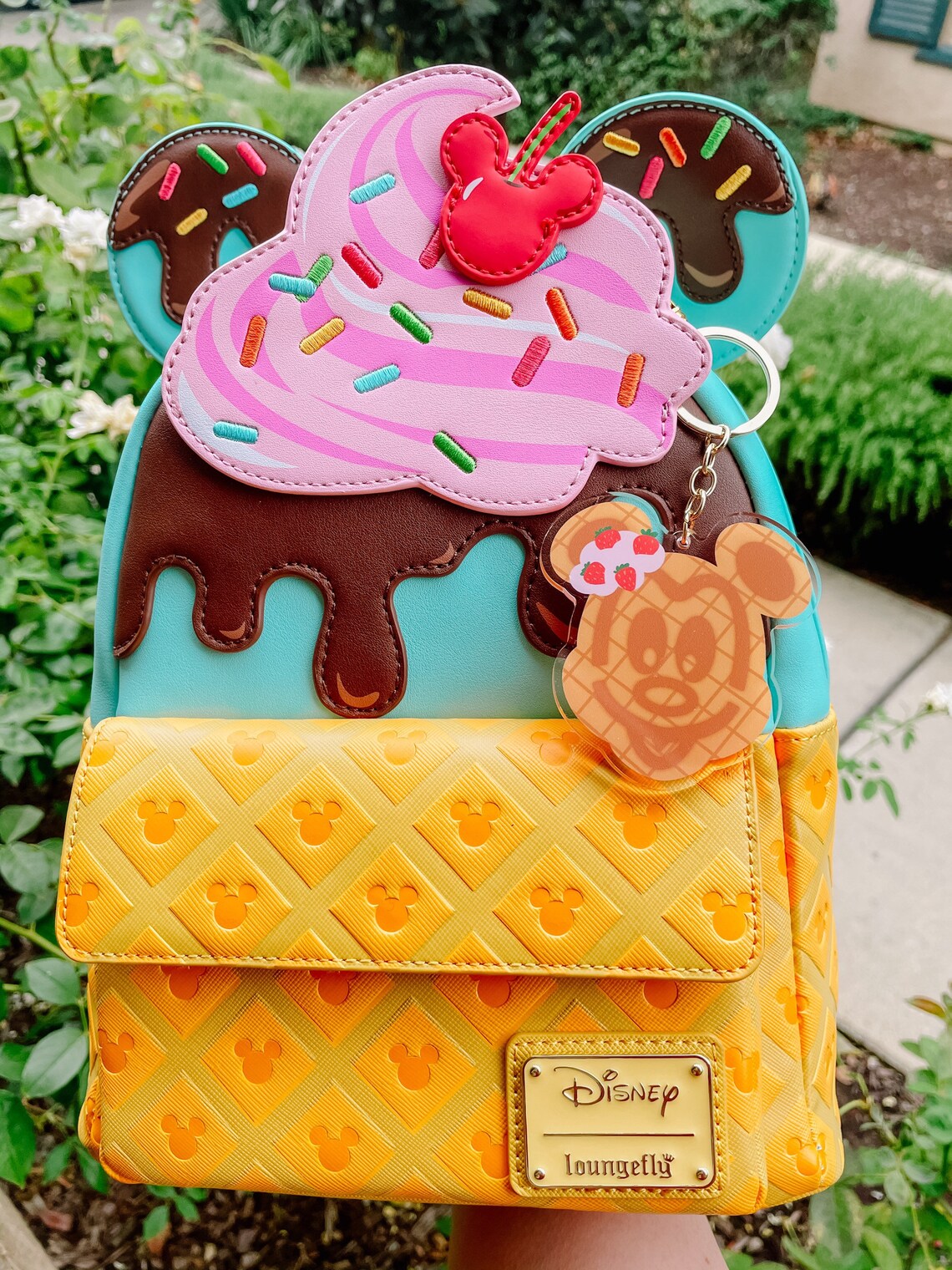Mickey Waffle Keychain Disney Keychain Mickey Bag Charm - Etsy