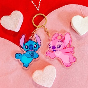 Stitch and Angel Keychain Disney Keychain Mickey Bag Charm Mickey ...