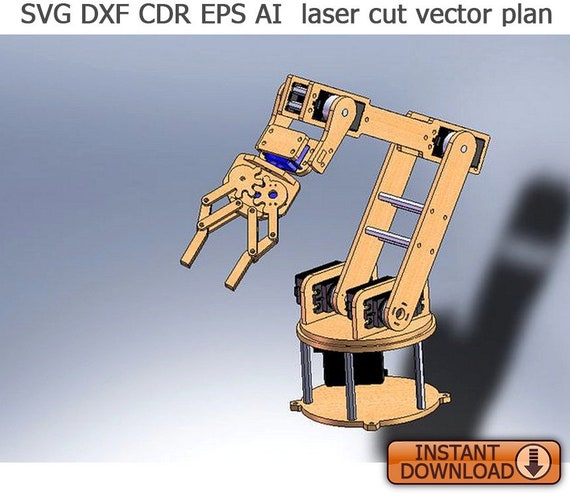 Robot Arm on Servos. Laser Cut Files SVG DXF Vector Plans - Etsy India