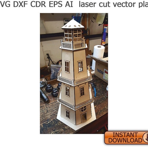 Lamp Lighthouse. Laser Cut Files SVG DXF CDR Vector Plans - Etsy