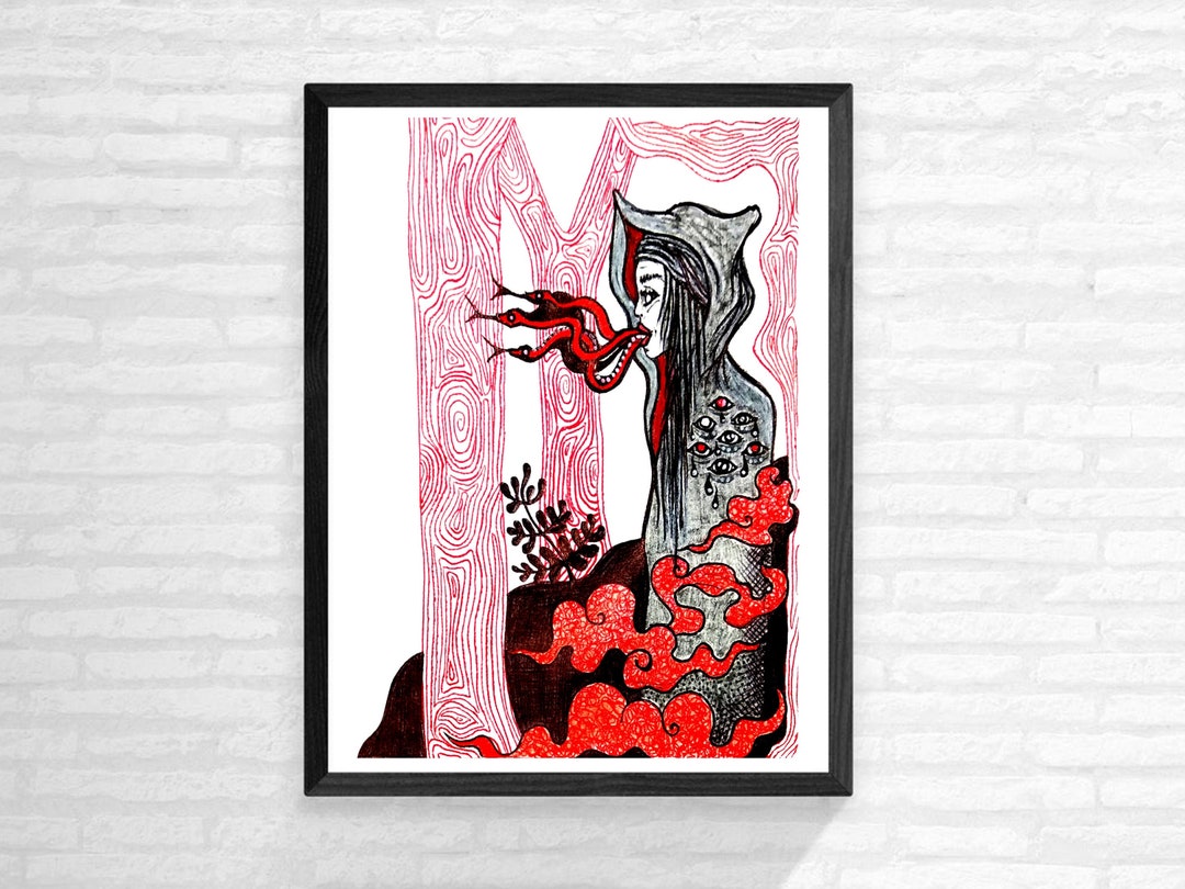 Red Witchcraft Art, Obsession Spell Occult Art Print. Wiccan Decor ...