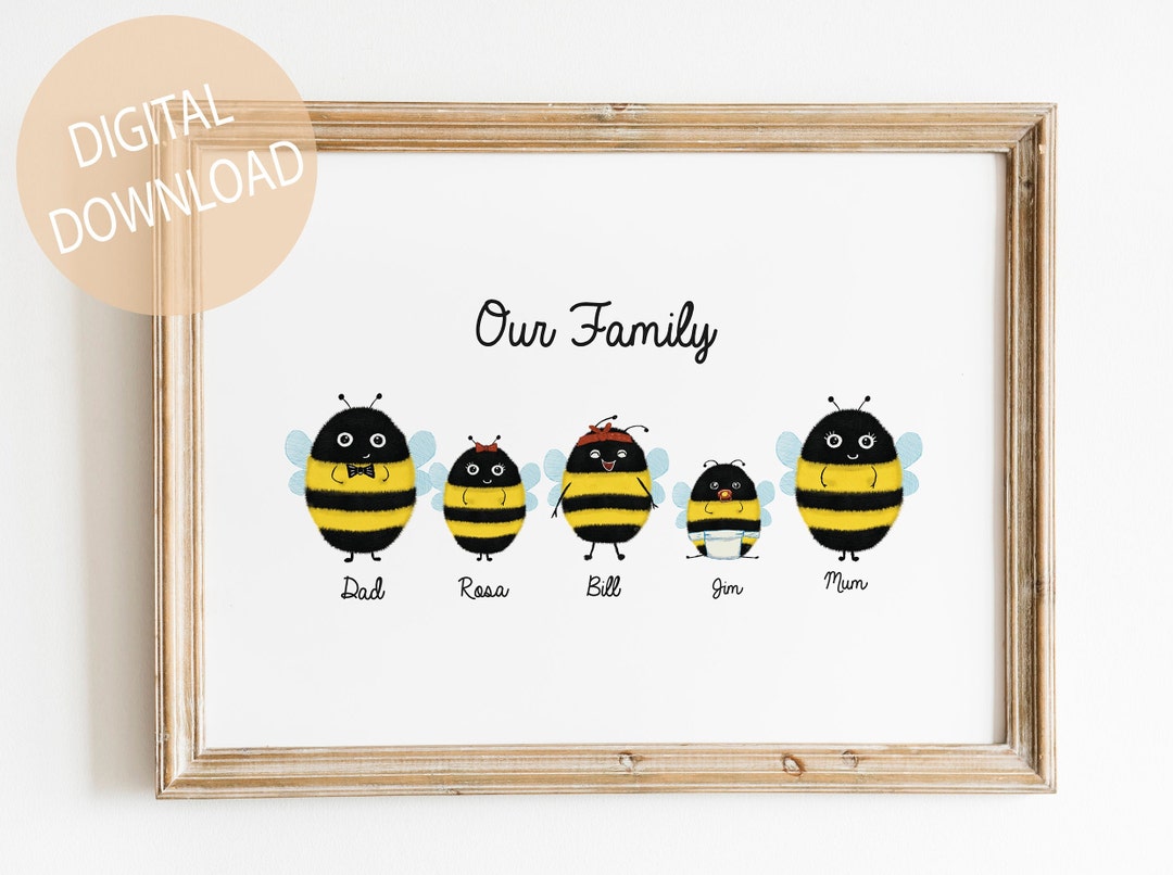 Personalised Family Gift, Bees Family Tree, Bee Print, Bee,bees, Gift ...