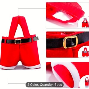 6pcs Santa Pants Candy Bags, Christmas Reindeer Polyester Gift Pouches ...