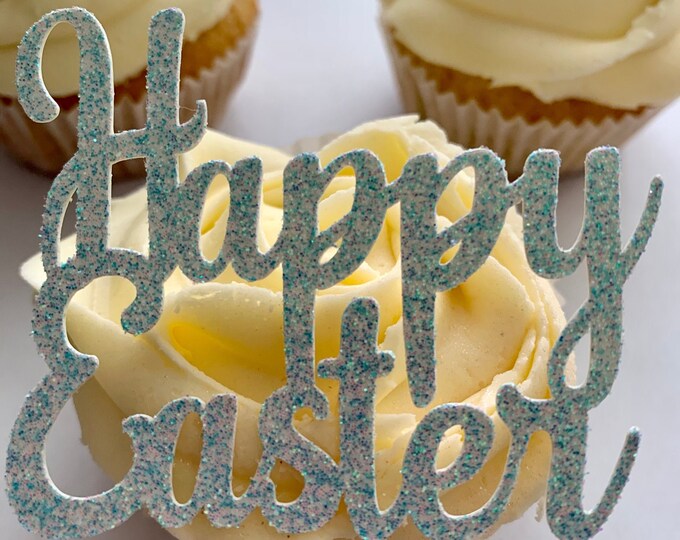 Happy Easter Glitter Cupcake Toppers Pack of 6 - Etsy UK