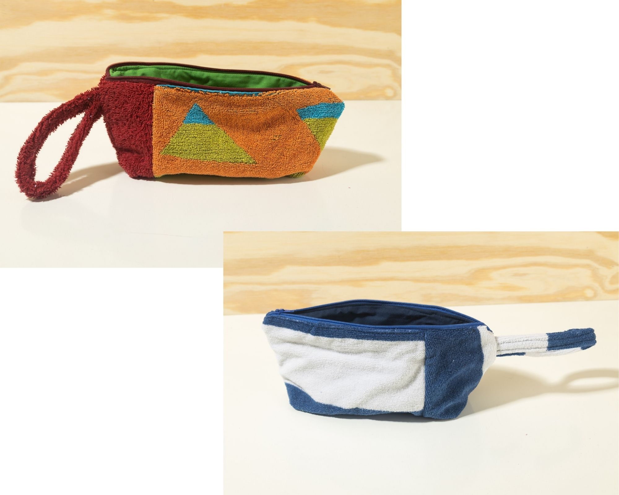 Upcycled Terry Cloth Towel Zipper Pouch Bag With Wristlet | Etsy