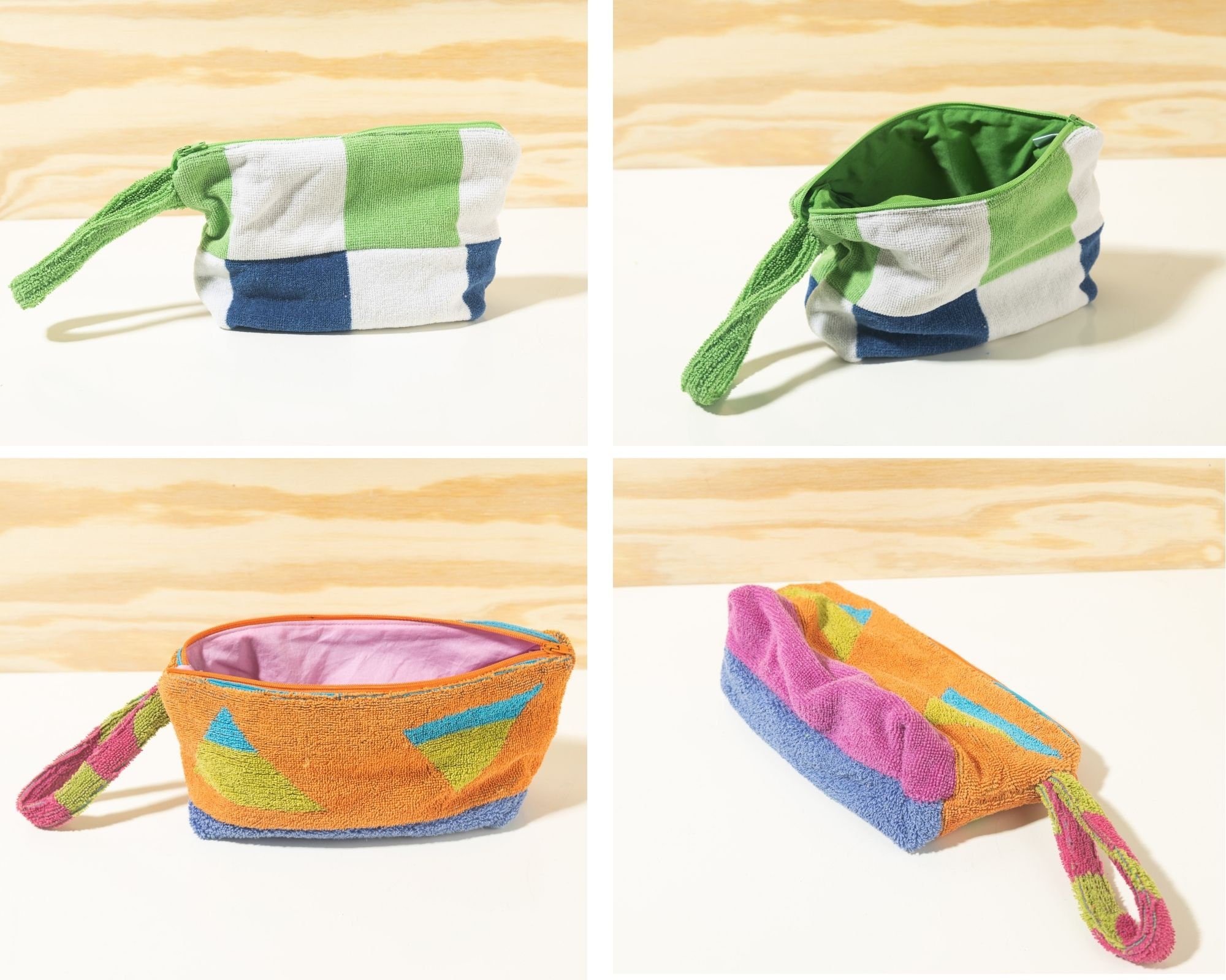 Upcycled Terry Cloth Towel Zipper Pouch Bag With Wristlet | Etsy