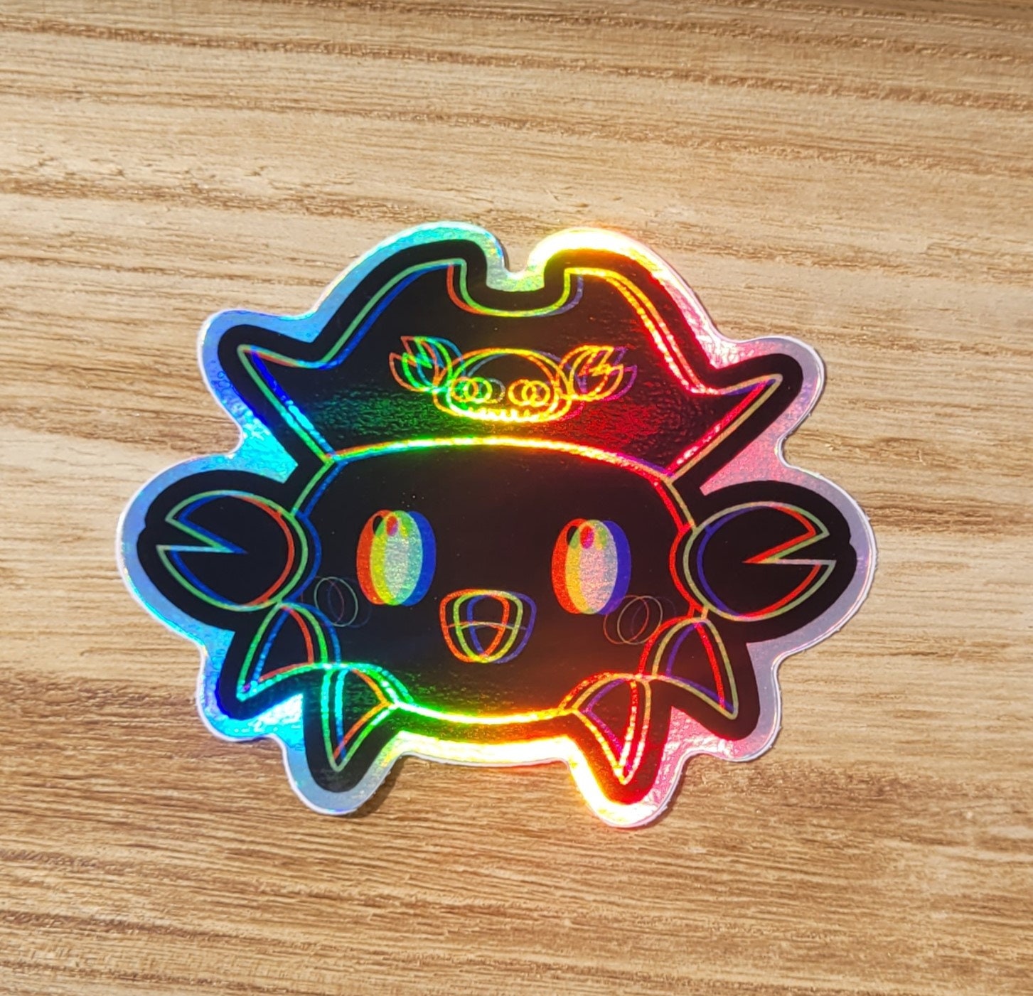 Chromatic Holographic Pirate Crab Vinyl Sticker, Cute Anime Chibi ...