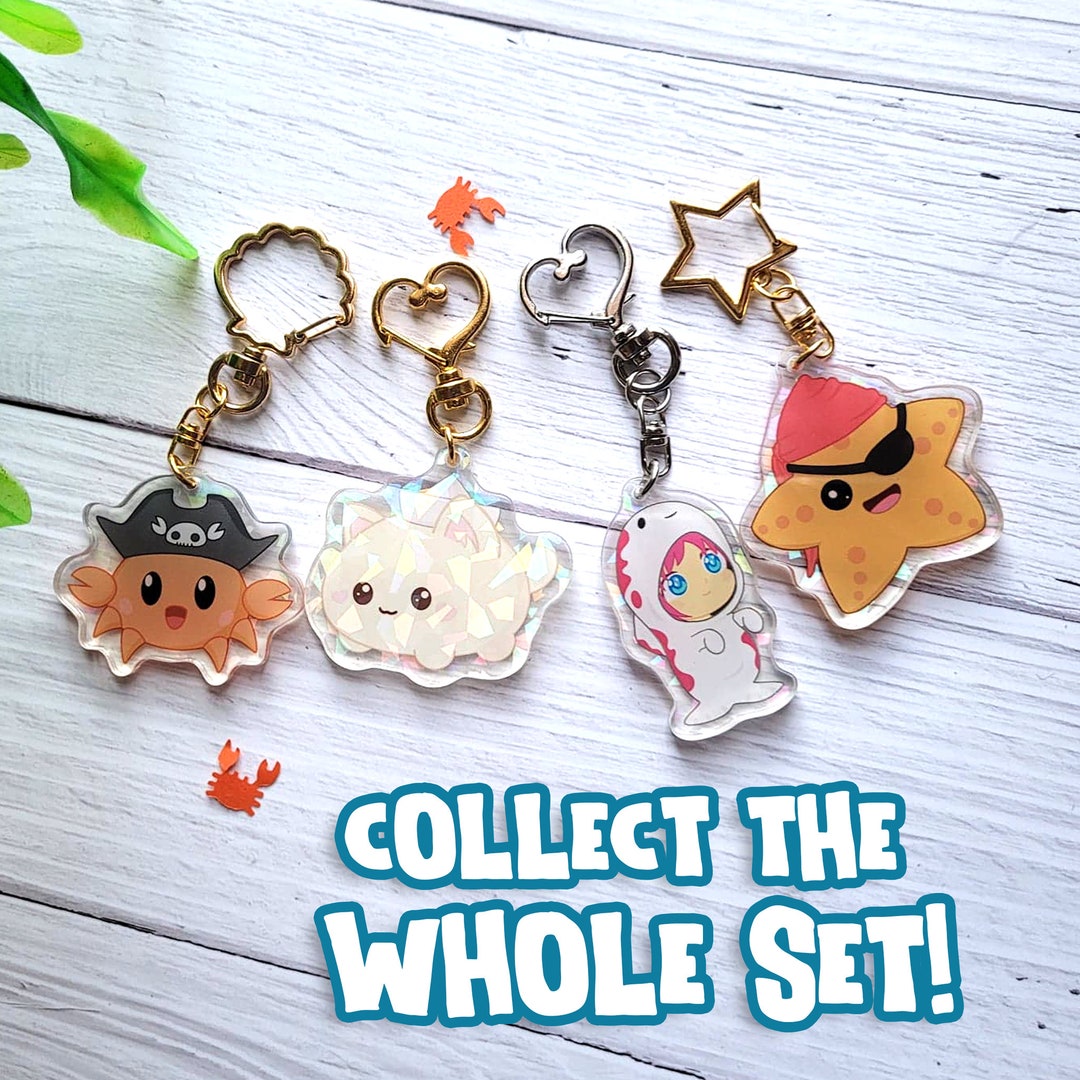 BUNDLE - Buy 3 Get 1 FREE - Holographic Keychains Capt Crabs and Pirate ...
