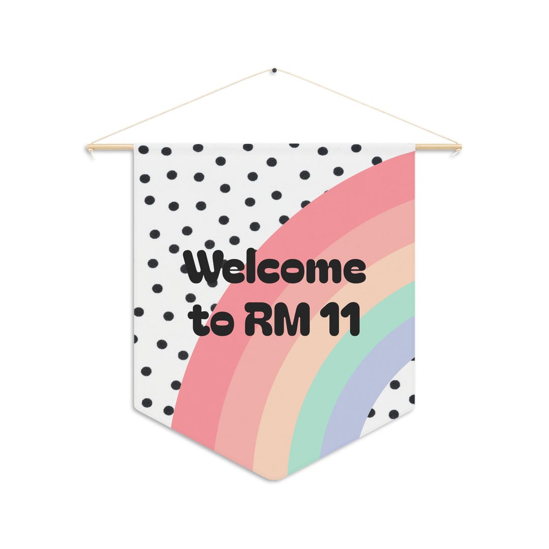 Rainbow & Black Polka Dot Banner – Customizable Classroom or Party ...