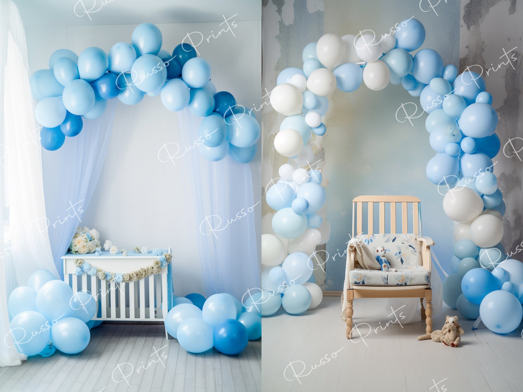Balloon Arches Digital Backdrop, Baby Shower Overlays, Studio Backdrop ...