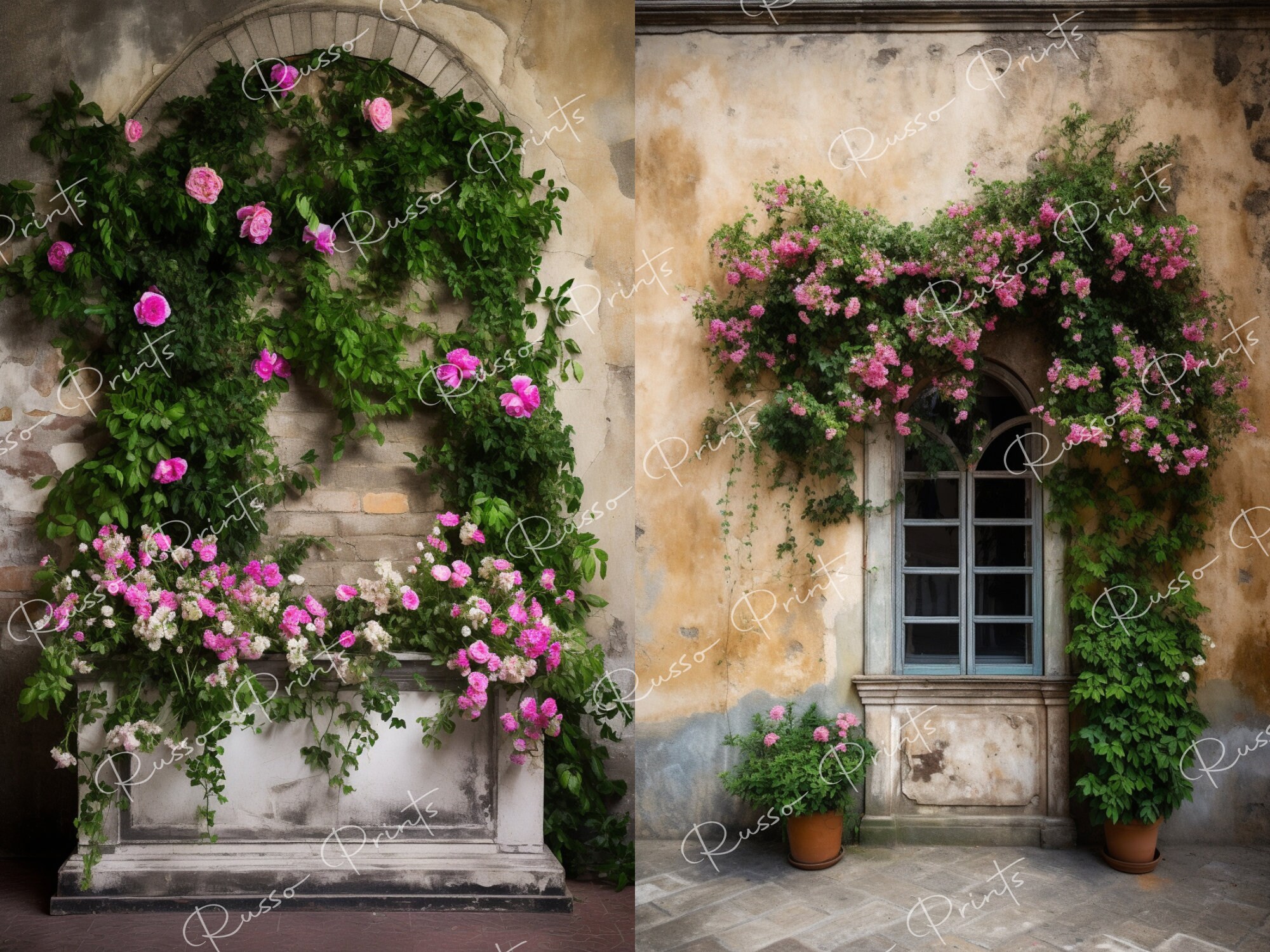 8 Italy Floral Digital Backgrounds, Backdrop Overlays, Studio Backdrop ...