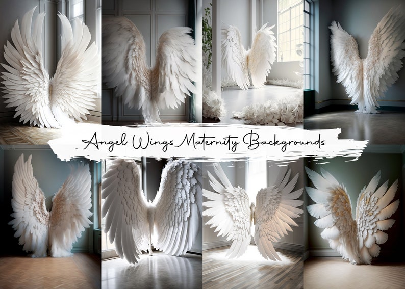 11 Angel Wings Maternity Digital Backdrop, Maternity Backdrop Overlays ...
