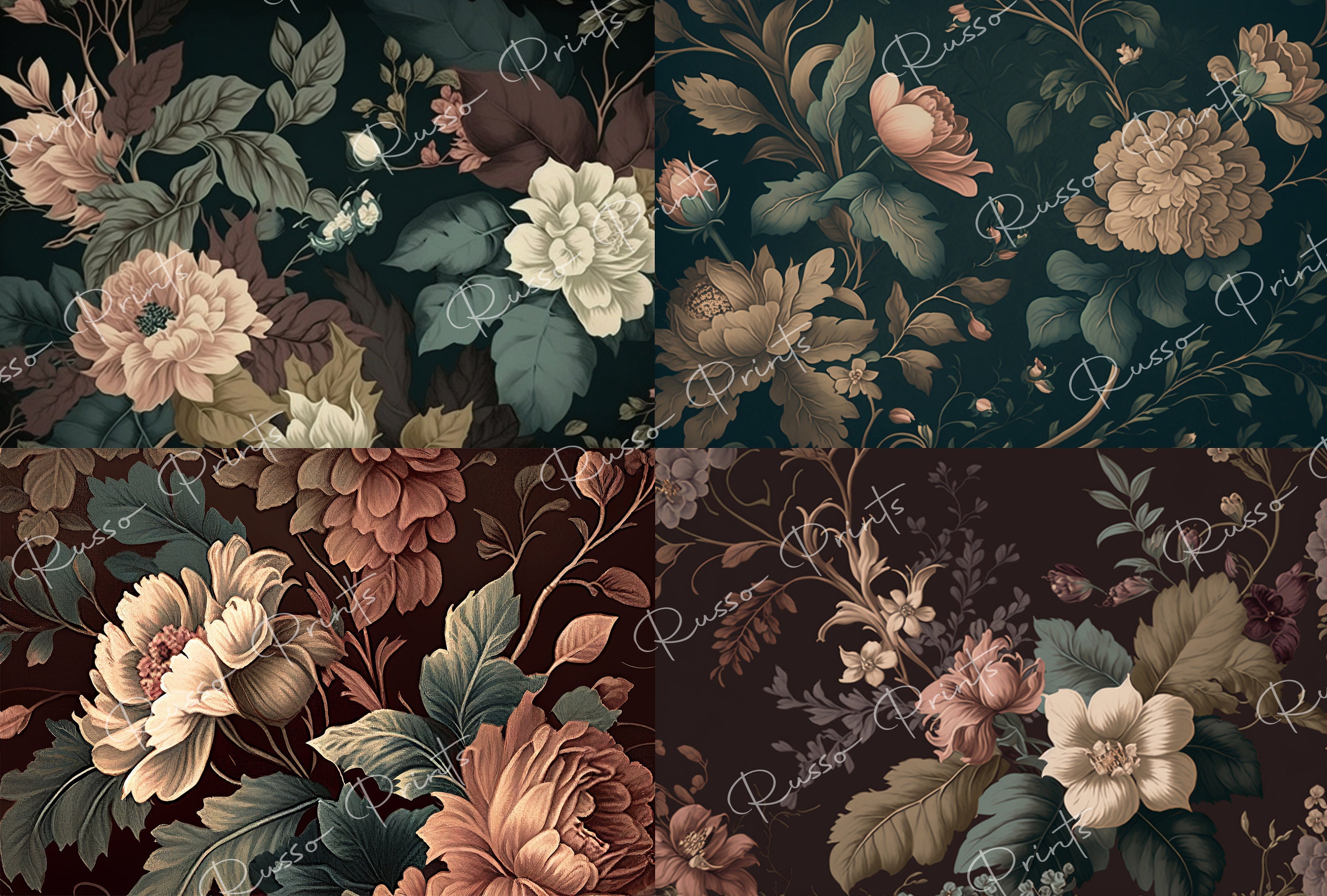 12 Floral Wallpaper Textures, Backdrop Overlays, Fine Art Textures ...