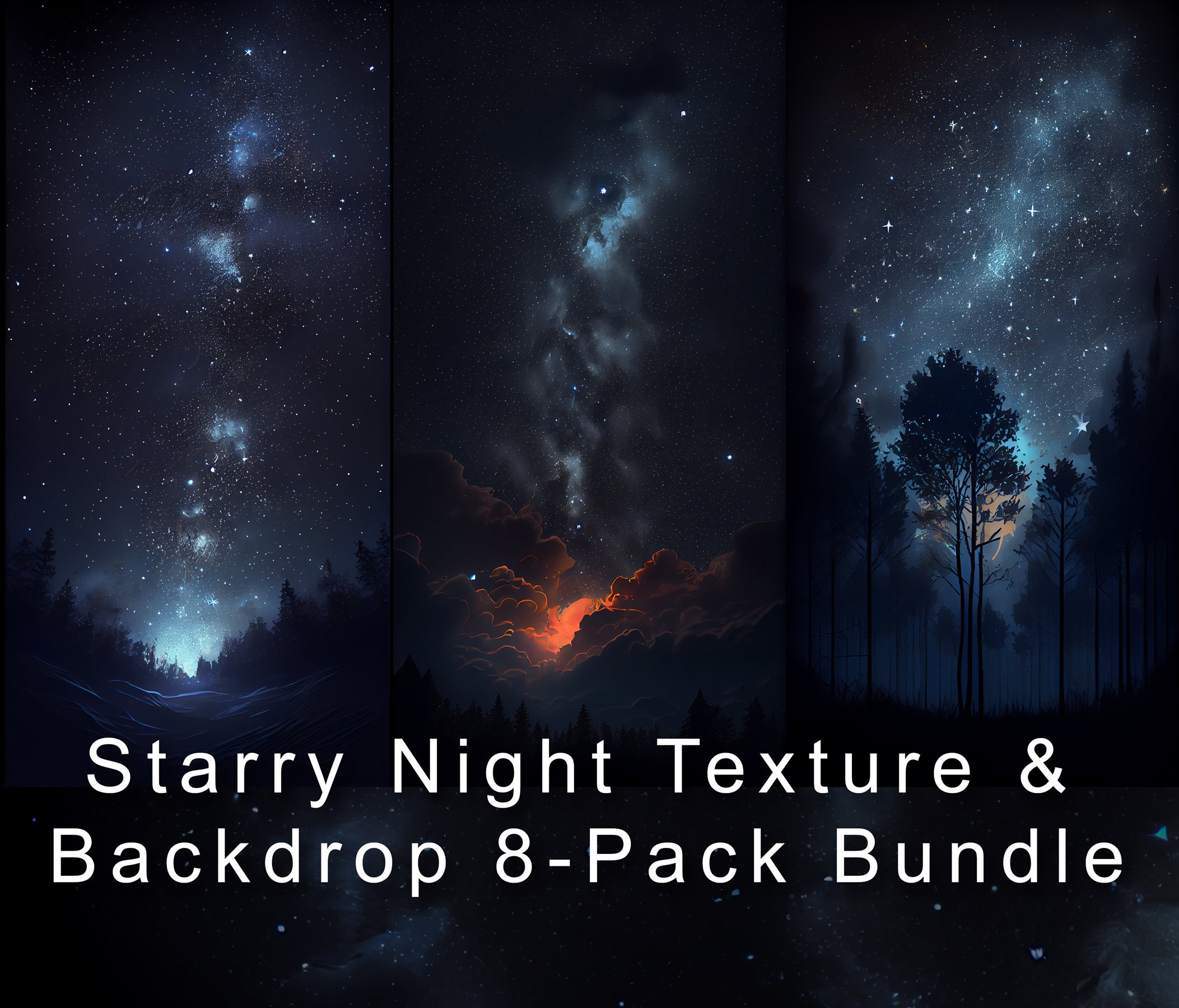 8x Starry Night Sky Digital Texture Overlay, Digital Backdrops for ...