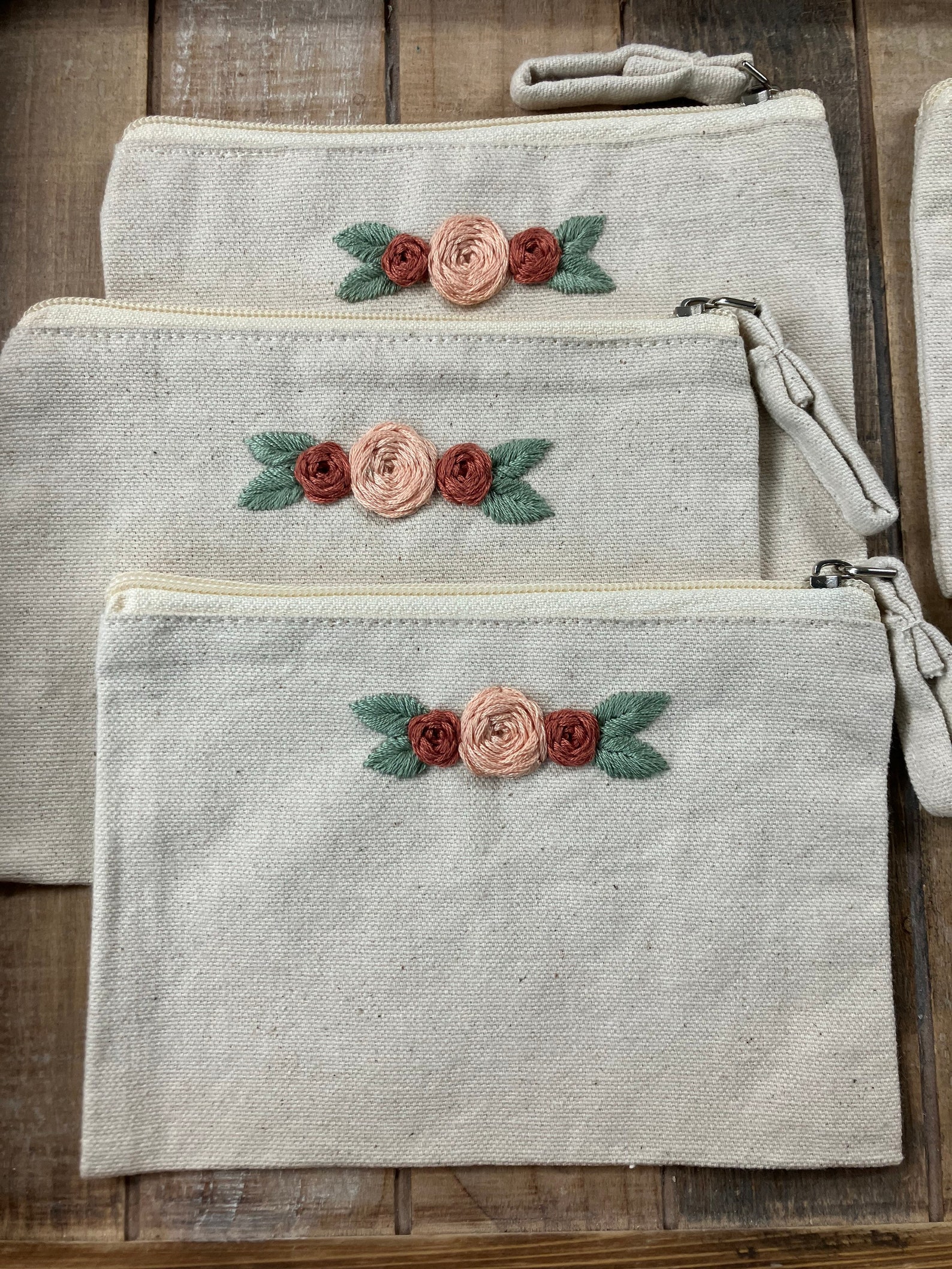 Extra Small, Hand Embroidered Floral Zippered Bags Bridesmaids Clutch ...