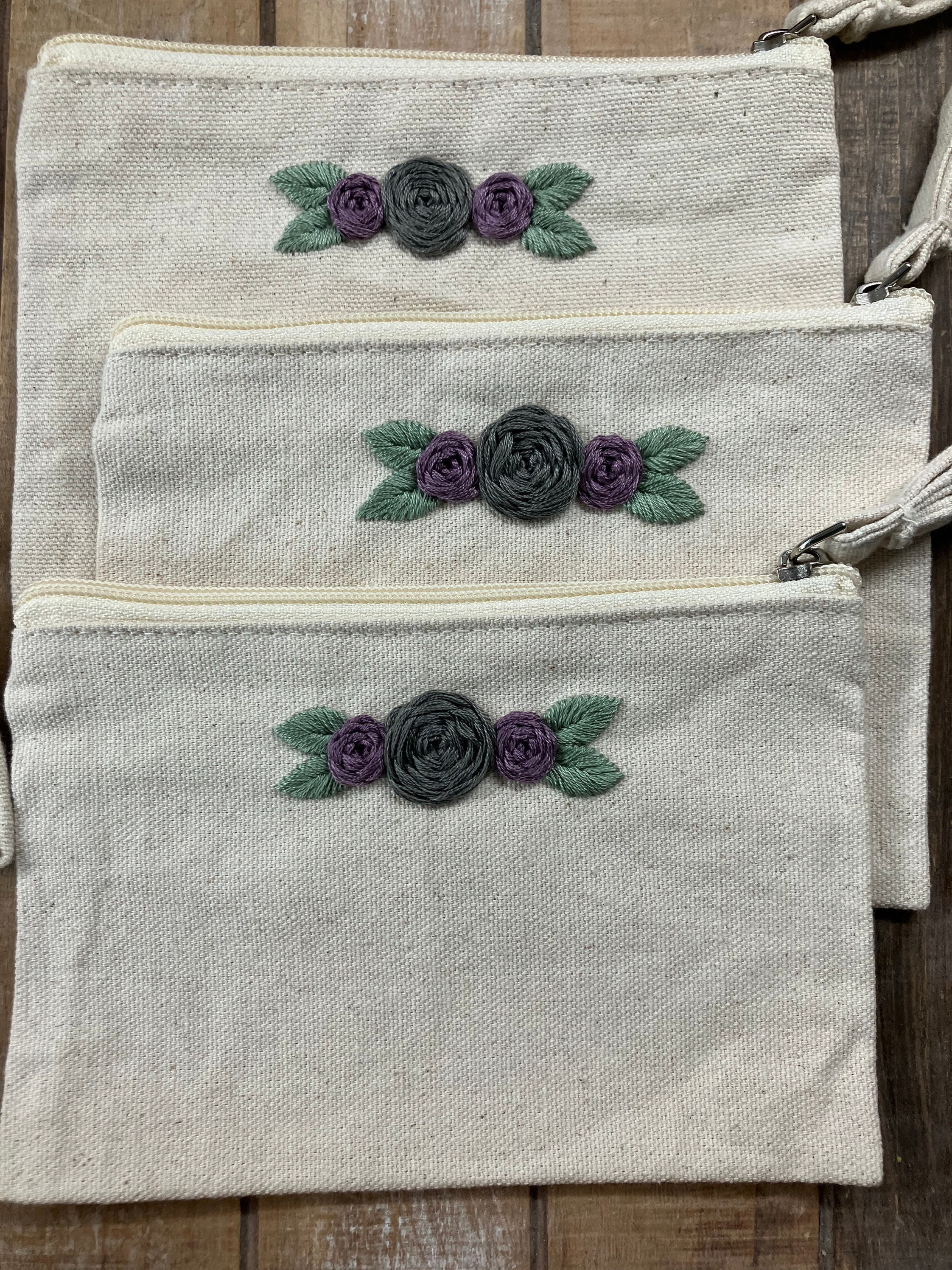 Extra Small, Hand Embroidered Floral Zippered Bags Bridesmaids Clutch ...