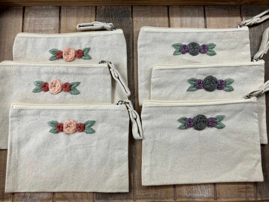 Extra Small, Hand Embroidered Floral Zippered Bags Bridesmaids Clutch ...