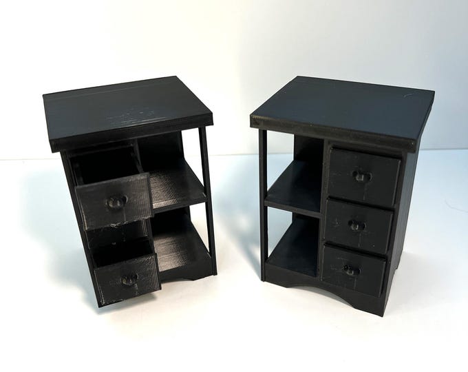 Miniature 3d-printed Side Table Set With Drawers and Shelves - Etsy