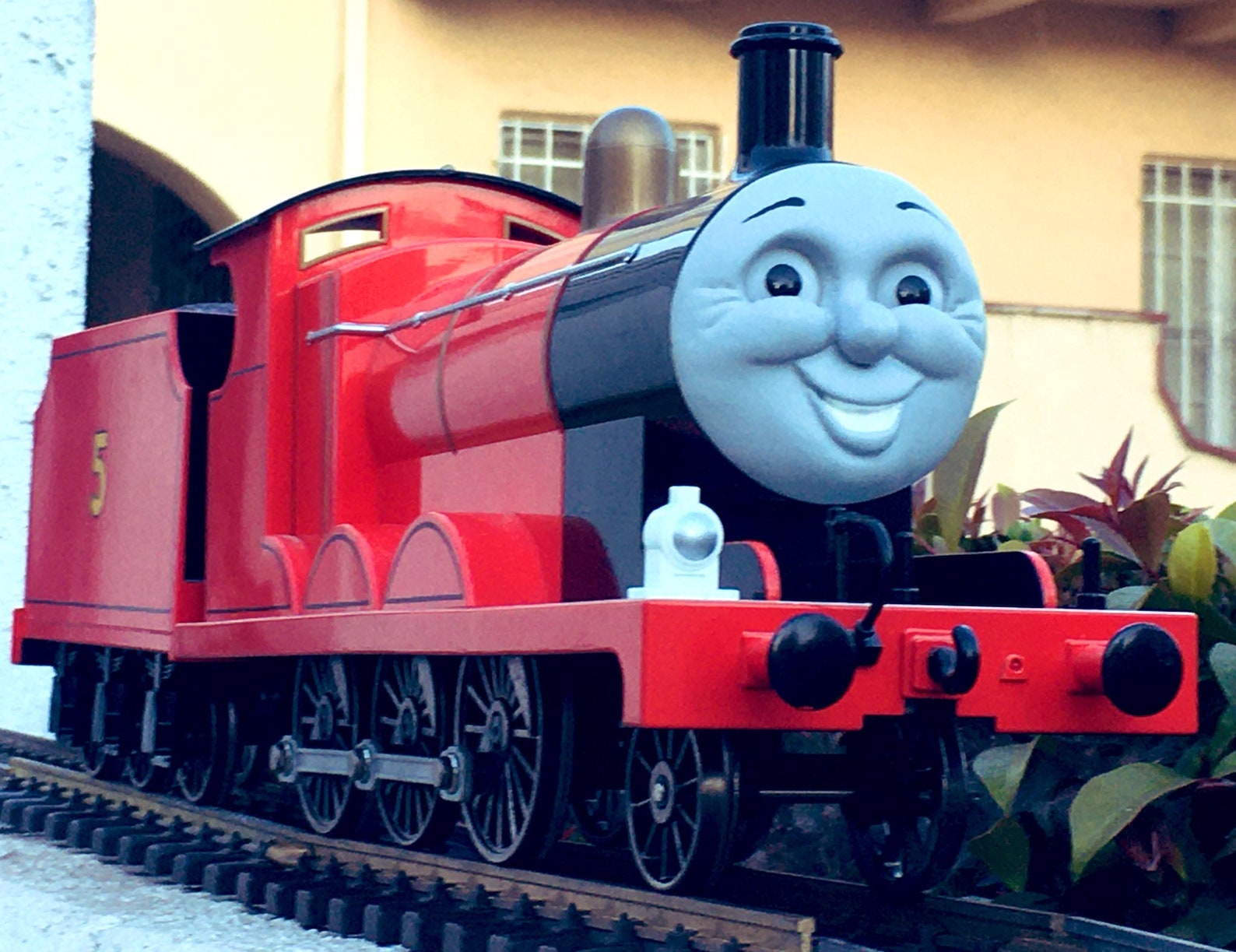 Handmade G Scale James the Red Engine Face Happy 1 | Etsy