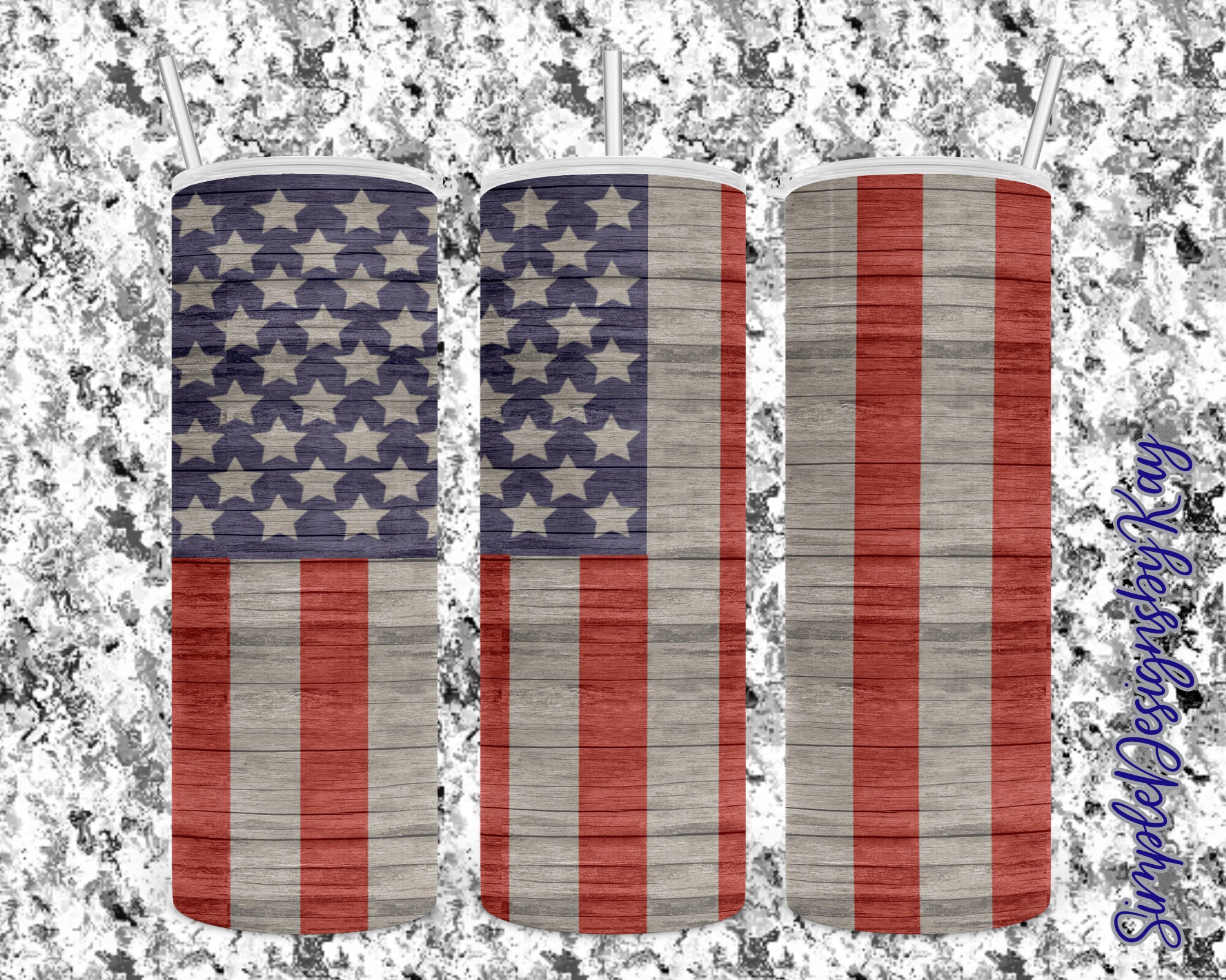 Vertical American Flag Sublimation Design Download Skinny | Etsy