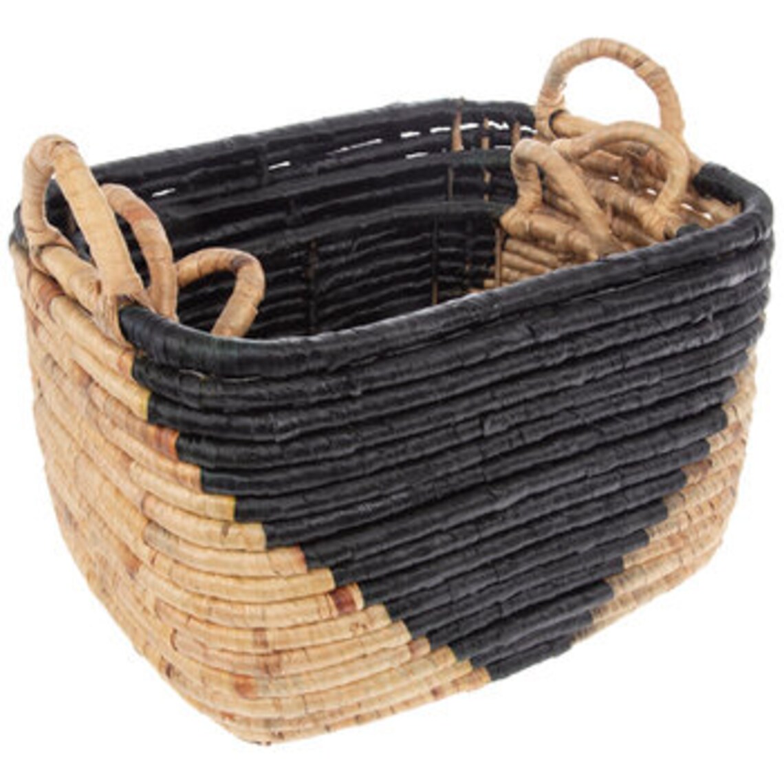 Black & Natural Rectangular Basket Set | Etsy