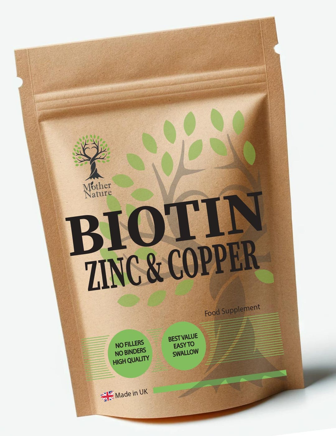 Biotin Capsules 10,000mcg Zinc & Copper Clean Eco-friendly Vegan ...