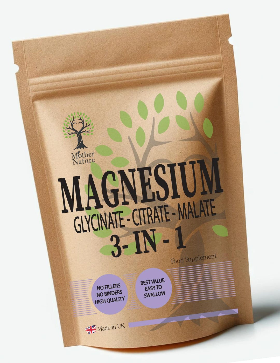 Magnesium 3-in-1 Glycinate Citrate Malate High Absorption Formula 2 ...