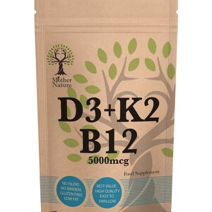 Vitamin D3 5000iu K2 MK7 Vitamin B12 5000iu Natural Vitamin D3 Vegan ...