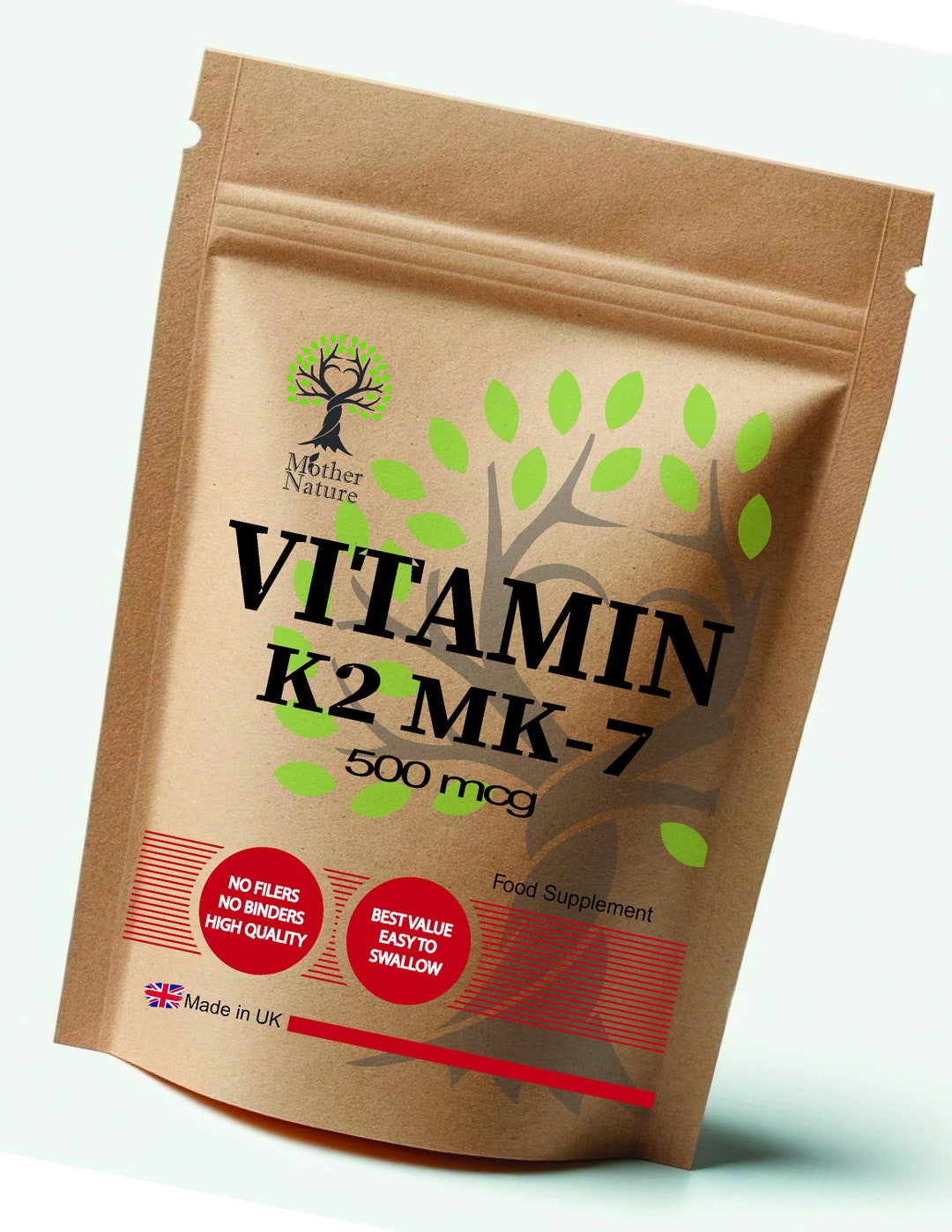 Vitamin K2 500mcg High Strength Vitamin K2 MK-7 Calcium Magnesium Vegan ...