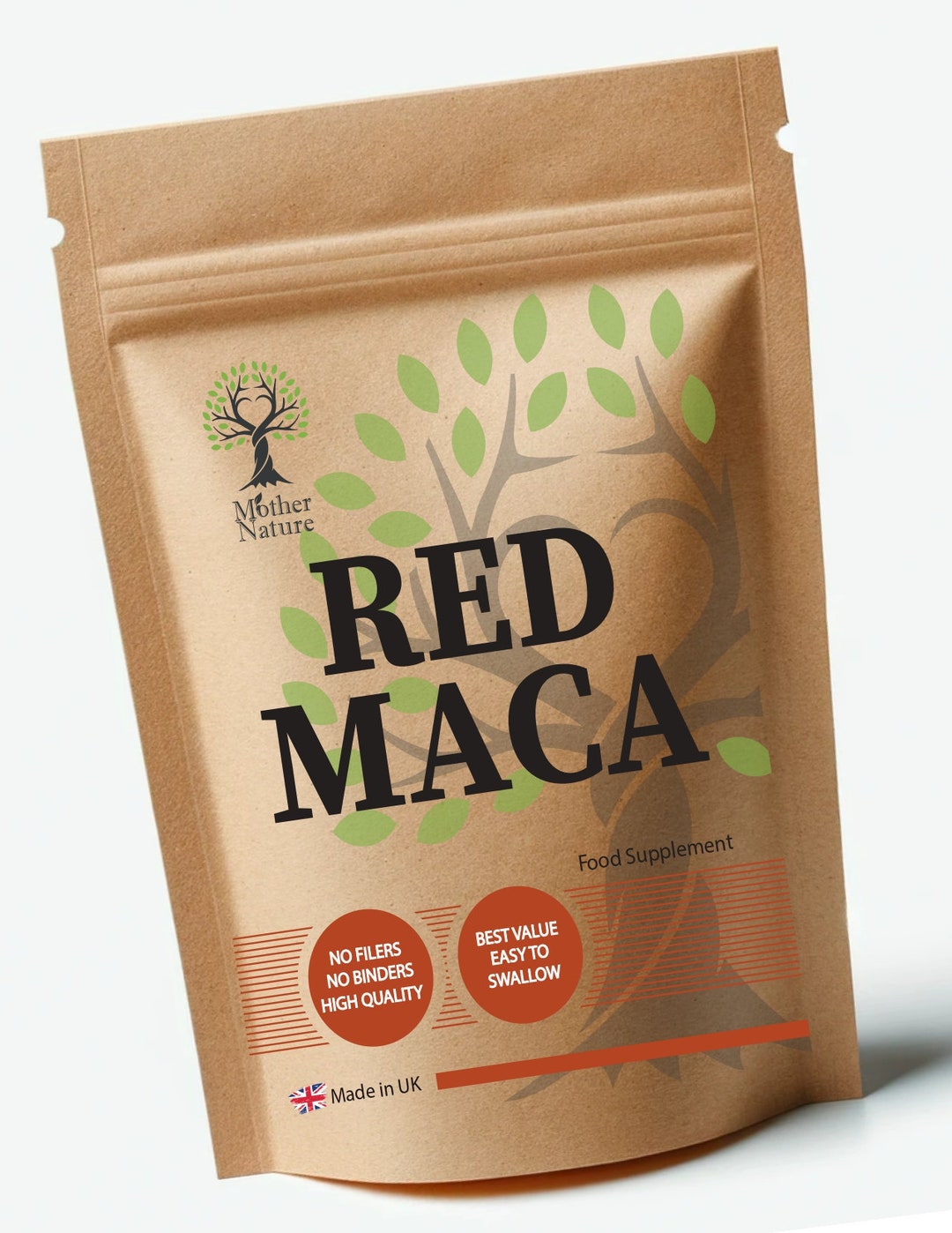Red Maca Capsules 600mg Natural Gelatinized Maca Root Powder Vegan ...