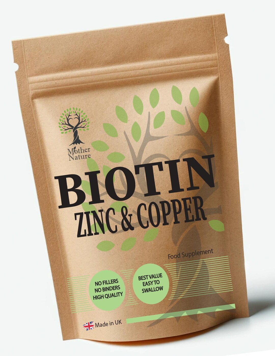 Biotin Capsules 10,000mcg Zinc & Copper Clean Eco-friendly Vegan ...